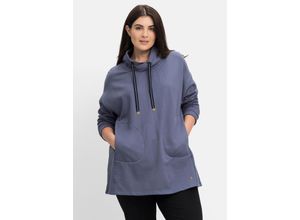 4063136545469 - Große Größen Sweatshirt in A-Linie mit Taschen und Kragen indigo Gr52 54