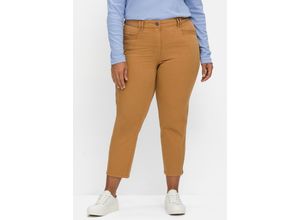 4063136408283 - Große Größen Schmale Twill-Hose in 7 8-Länge mit Zipper-Details hellbraun Gr58