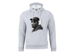 4250515196026 - Cotton Prime® Kapuzensweatshirt mit Affenmotiv - Monkey mit DJ-Kopfhörer