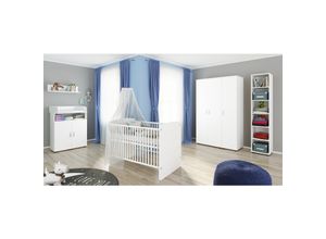 4260347792532 - nonjoo Babyzimmer Lunis Set 9 best aus Babybett Kommode Wickelaufsatz Wandboard Regal mit 6 Fächern und Kleiderschrank 3-trg