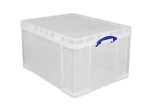 5060024805390 - Transportbox Really Useful Box Volumen 145 l L 810 x B 620 x H 430 mm stapelbar mit Deckel & Klappgriffen Recycling-PP transparent