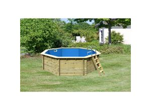 4010090456348 - Achteck Massivholz Pool 428 x 428 x 124 cm Modell 2A Inkl Zubehör und Pool Leitern