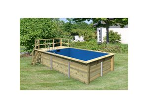 4010090236421 - Karibu Rechteckiger kdi Massivholz Pool 350 x 530 cm Set mit 1 Sonnenterrasse inkl