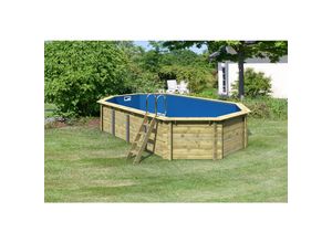 4010090315140 - CHILLROI Achteckiger Massivholz Pool länglich 6575 x 3575 x 124 cm Modell 5A Inkl Zubehör und Pool Leitern