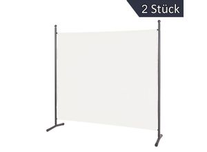 4001827478658 - Doppelpack Stellwand 180x180 cm - weiß - Paravent Raumteiler Trennwand Sichtschutz