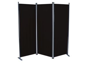 4001827477088 - Stellwand 165x170 cm dreiteilig - schwarz - Paravent Raumteiler Trennwand Sichtschutz