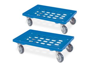 4052293212765 - Transportroller Transportwagen mit 4 Lenkrollen und grauen Gummirädern Tragkraft 250 kg blau blau Transportwagen