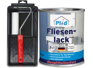 4066056002272 - Fliesenlack Größe 075l - Lackierset Farbe Lichtgrau - Glänzend - Lichtgrau - Glänzend - Plid