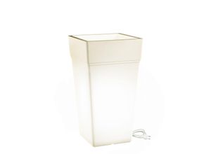 8051560045231 - Teraplast Pflanzgefäß mit Beleuchtung STALK LICHT 65cm viereckig - Weiß-Transparent