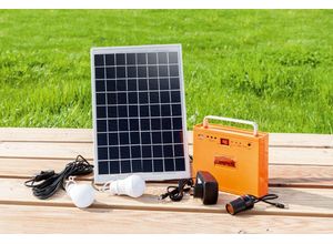 4043722016597 - Tragbares Solar Beleuchtungs Komplett Set 8 w 4000 mAh mit Solarpanel Batterie 2 led Leuchten 12 v Zigarettenanzünderstecker - Mauk