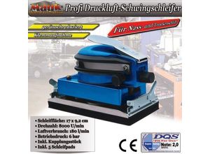 4043722003177 - Mauk - Druckluft Schwingschleifer inklusive 5 Schleifpads und Kupplungsstück - Schleifer Schleifmaschine Exzenterschleifer