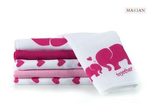 5310169006979 - MAKIAN Mullwindeln 6er Set Design Elefant rosa 80x80cm