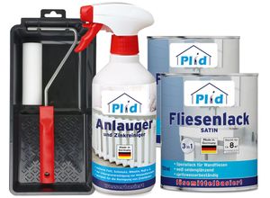 4066056002142 - PLID® Fliesenlack Größe 15l - Anlauger - Lackierset Farbe Weiß - Seidenglänzend - Weiß - Seidenglänzend