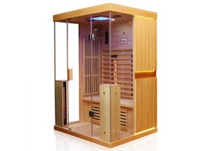 4251575100961 - Dewello - Infrarotkabine Infrarotsauna kingston inkl Keramikstrahler für 2 Personen - LED-Farblicht - Wärmekabine mit Radio Bluetooth 130 cm x 105