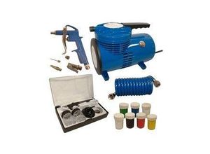 4043722005324 - Mauk - AirBrush Komplett Set Kompressor Farbpistole mit Zubehör ölfrei 170 w 64 l min