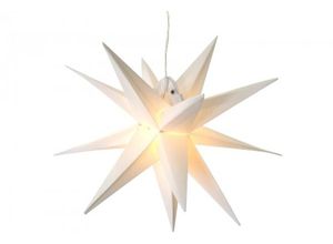 4057984015274 - X-mas Art Collection - 3D Leuchtstern Kunststoff 27 cm weiss batteriebetrieben mit Timer - Weiss