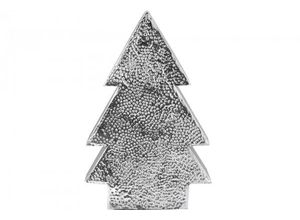 4057984004124 - Posten Börse - Metall Weihnachtstanne Chromoptik silber gehämmert 38 x 8 cm Deko - silber