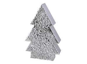 4057984004117 - Posten Börse - Metall Weihnachtstanne Chromoptik silber gehämmert 28 x 6 cm Deko - silber