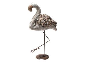 4036812210661 - Deko Gartenfigur Flamingo auf Ständer 59cm Echte Handarbeit - Beige bunt