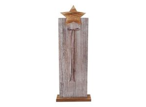 4057984001048 - Posten Börse - Deko Holzsäule mit Stern 60cm hoch Weihnachtsdeko Massivholz - Braun weiß