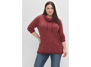 4063136507597 - Große Größen Pullover mit weitem Kragen in melierter Optik weinrot Gr44 46