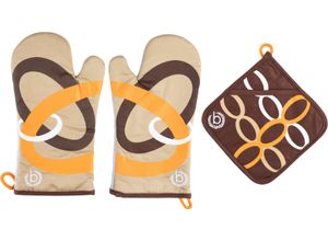 4019665101492 - bugatti Topfhandschuhe »Ellipse« (Set 3 tlg bestehend aus 2x Ofenhandschuh 1x Topflappen)