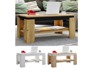 4051814424793 - Holz Beistelltisch Couchtisch Sofatisch Wohnzimmertisch Rolas (Farbe Sonoma-Eiche   Weiß)