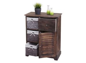 4057651419558 - Kommode MCW-H21 Schrank Schubladenkommode Massiv-Holz Korb-Schublade 80x60x30cm ~ shabby braun