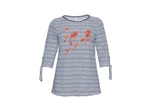 4063134619391 - Große Größen 3 4-Armshirt mit Ringeln und Glitzerpailletten weiß-marine Gr52 54