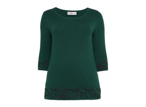 4061303093713 - Große Größen Pullover mit Intarsien und 3 4-Ärmeln tiefgrün Gr44 46