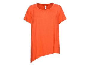 4063134813980 - Große Größen T-Shirt mit diagonalem Saum und Flügelärmeln orange Gr56 58