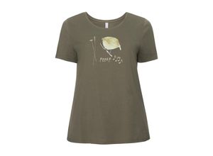 4054697868265 - Große Größen T-Shirt mit Frontdruck khaki bedruckt Gr48 50