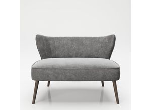 7640136869190 - PLAYBOY - Sofa KELLY gepolsterter Loveseat mit Rückenlehne Samtstoff in Grau mit Massivholzfüsse