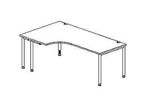 4250510841150 - Genius Winkelschreibtisch MODENA FLEX 90° Ansatz links einseitig verkürzte Seitenteile 4-Fuß-Rundrohr weiß weißaluminium