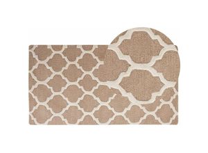 4260580924257 - Beliani - Teppich Beige 80 x 150 cm aus Baumwolle Marokkanisches Rautenmuster Handgetuftet Rechteckig Modern - Beige