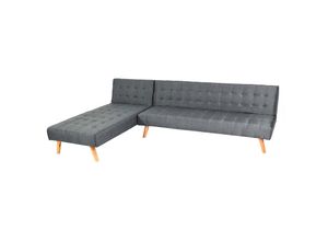 4057651532998 - Ecksofa MCW-K38 Sofa Klappsofa Liegefläche links rechts Stoff Textil Massivholz MVG-zertifiziert 256cm ~ dunkelgrau