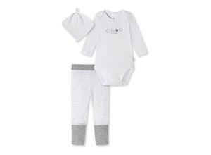 4007065949943 - Babyset 3-teilig Feinripp Organic Cotton Body Variohose Tuch weiß hellgrau - Original Classics 86