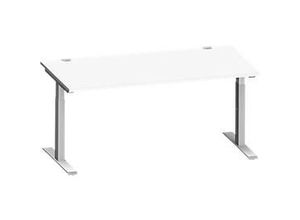 4250510875087 - Genius Schreibtisch MODENA FLEX Rechteck T-Fuß Rechteckrohr B 1600 x T 800 x H 650-850 mm weiß weißalu