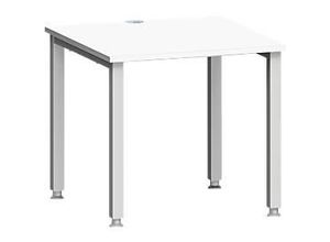 4250510841556 - Schreibtisch MODENA FLEX Quadrat 4-Fuß Quadratrohr B 800 x T 800 x H 720-820 mm weiß weißaluminium