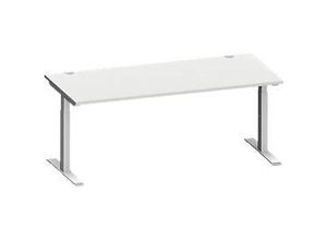 4250510875094 - Genius Schreibtisch MODENA FLEX Rechteck T-Fuß Rechteckrohr B 1800 x T 800 x H 650-850 mm lichtgrau weißalu