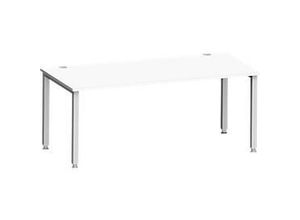 4250510842003 - Schreibtisch MODENA FLEX Rechteck 4-Fuß Quadratrohr B 1800 x T 800 x H 720-820 mm weiß weißaluminium