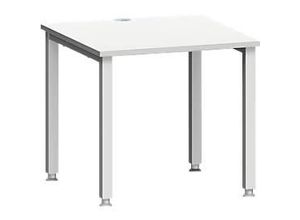 4250510841518 - Schreibtisch MODENA FLEX Quadrat 4-Fuß Quadratrohr B 800 x T 800 x H 720-820 mm lichtgrau weißaluminium