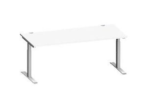 4250510875131 - Genius Schreibtisch MODENA FLEX Rechteck T-Fuß Rechteckrohr B 1800 x T 800 x H 650-850 mm weiß weißalu