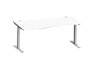 4250510875339 - Genius Schreibtisch MODENA FLEX Freiform links T-Fuß Rechteckrohr B 1800 x T 1000 800 x H 650-850 mm weiß weißalu