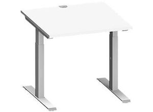 4250510874981 - Genius Schreibtisch MODENA FLEX Quadrat T-Fuß Rechteckrohr B 800 x T 800 x H 650-850 mm weiß weißalu