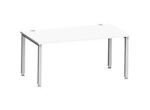 4250510841853 - Schreibtisch MODENA FLEX Rechteck 4-Fuß Quadratrohr B 1600 x T 800 x H 720-820 mm weiß weißaluminium