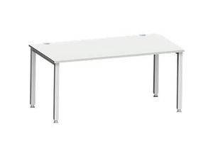 4250510841815 - Schreibtisch MODENA FLEX Rechteck 4-Fuß Quadratrohr B 1600 x T 800 x H 720-820 mm lichtgrau weißaluminium