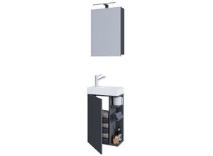 4051814426506 - 3-tlg Set Waschplatz für Gäste WC Gästebad Toilette Waschtisch mit Spiegelschrank Badmöbel Badezimmer Set – Lumia