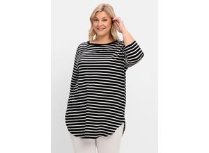 4054697411560 - Große Größen Longshirt in Oversized-Form mit Streifen schwarz-weiß Gr48 50