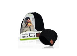 4050296672296 - Sharon Music Beanie Bluetooth Kopfhörer-Mütze mit Zopfmuster schwarz